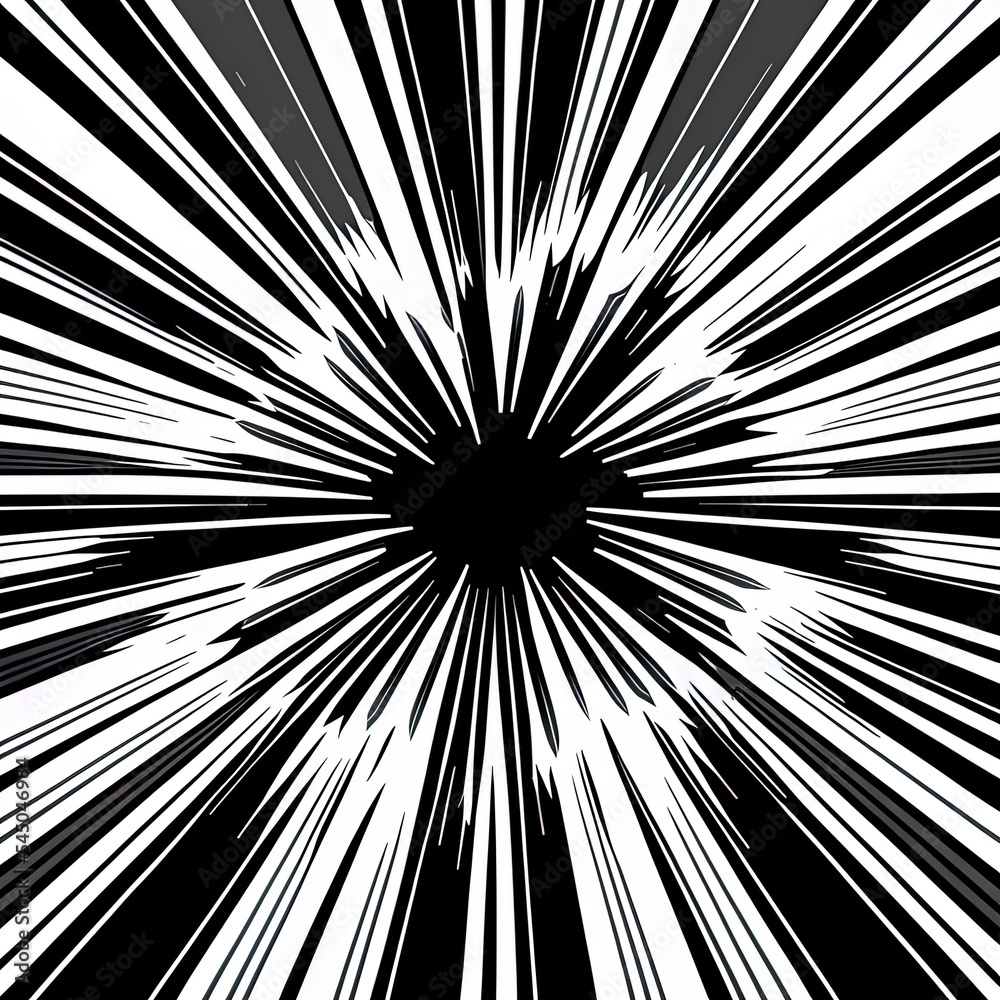 Comic book superhero pop art style black and white radial lines ...
