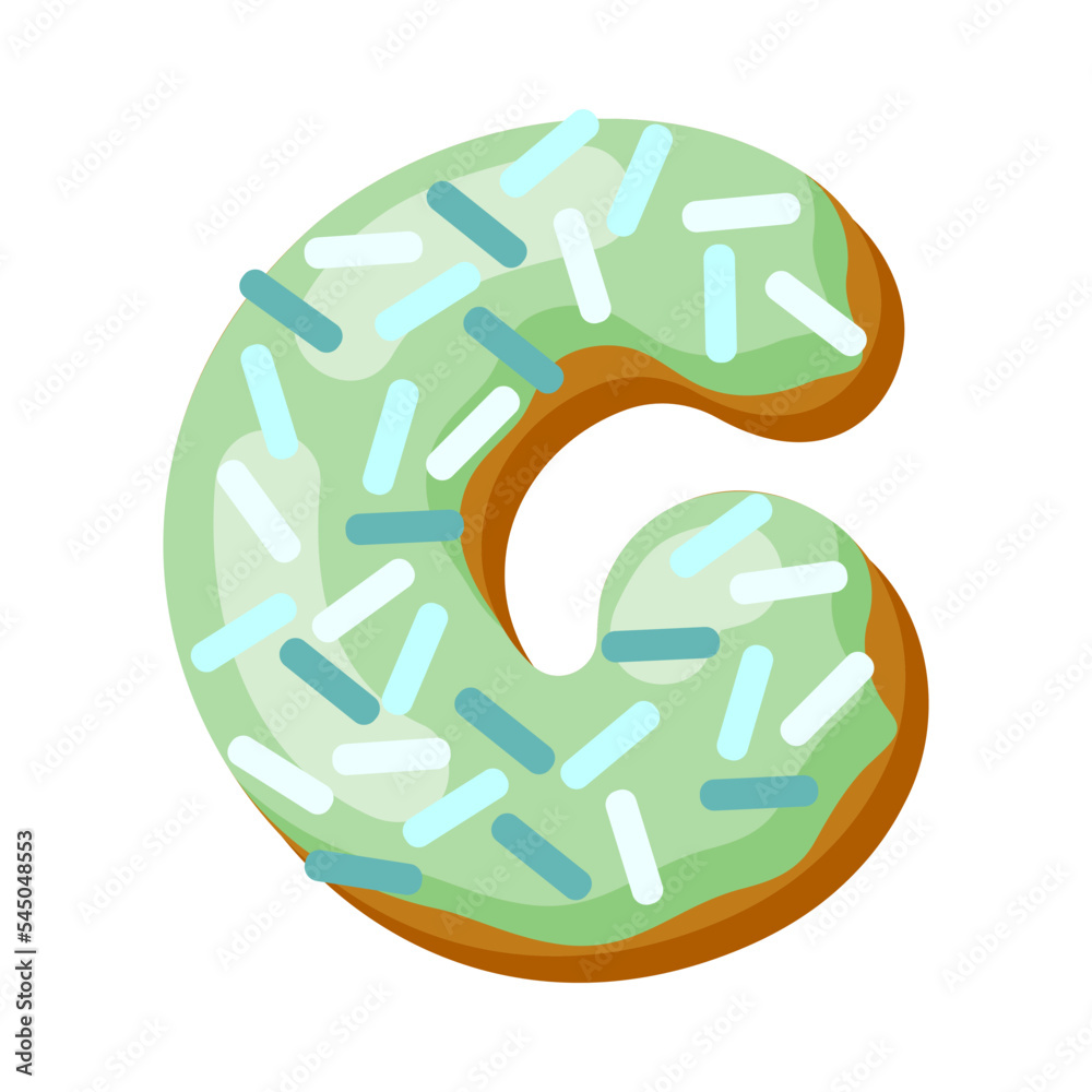 Letter g in donut font vector illustration. Design of alphabet letter ...