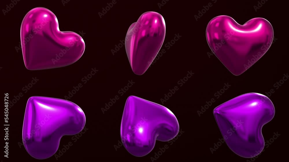 Set of 3D hearts of mix color wedding marriage ceremony and Valentine's ...