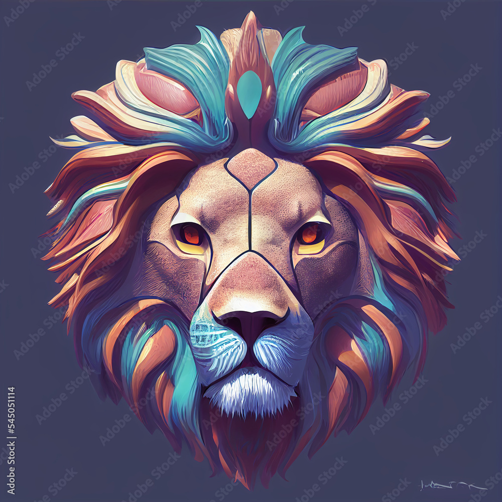 Mascot stylized lion head Stock Illustration | Adobe Stock