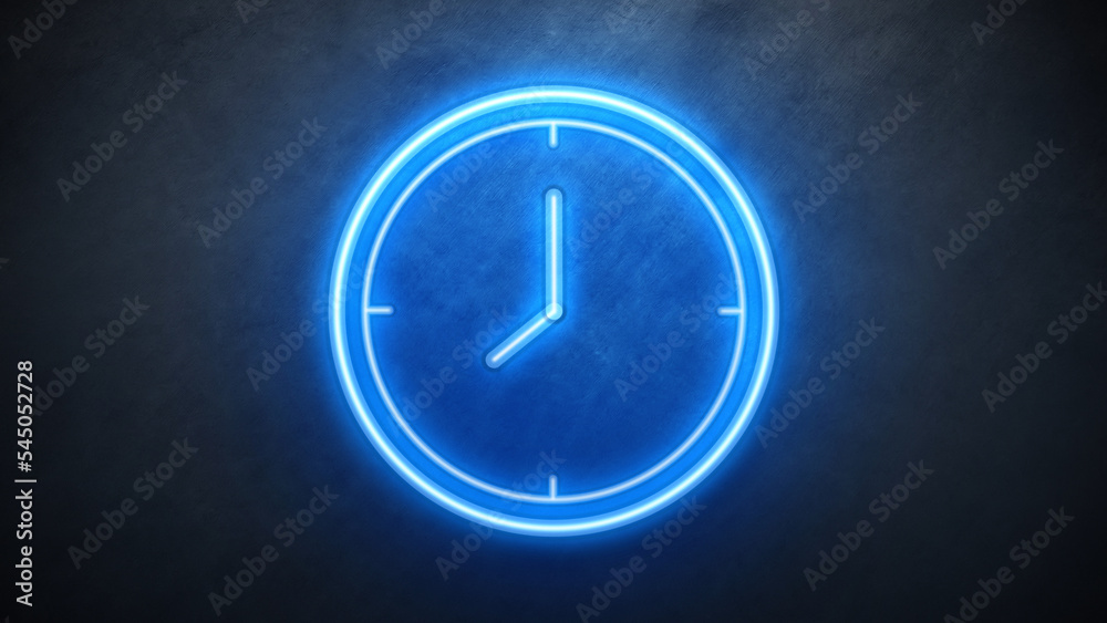 Stop watch Clock neon sign. countdown timer animation seamless. Looped ...