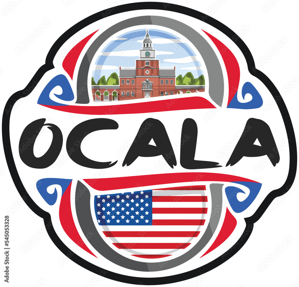 Ocala USA United States Flag Travel Souvenir Sticker Skyline Landmark ...
