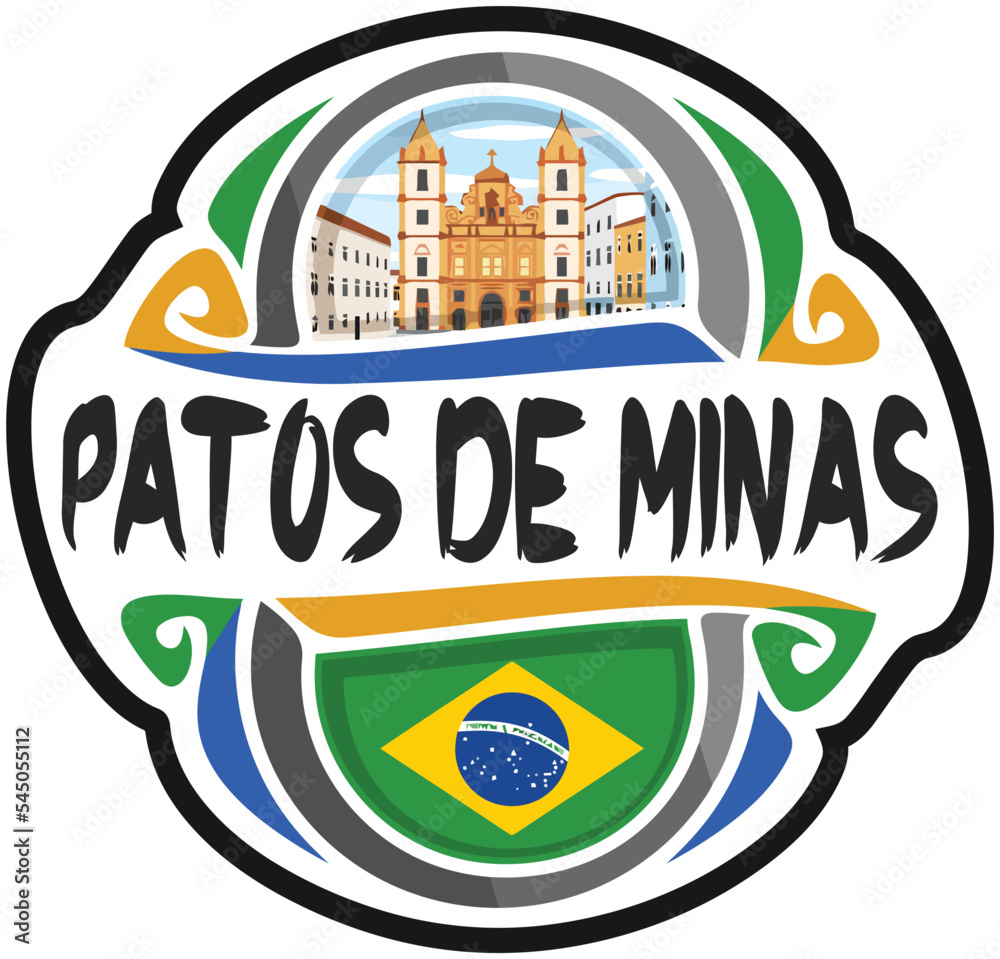 Patos de Minas Brazil Flag Travel Souvenir Sticker Skyline Landmark ...