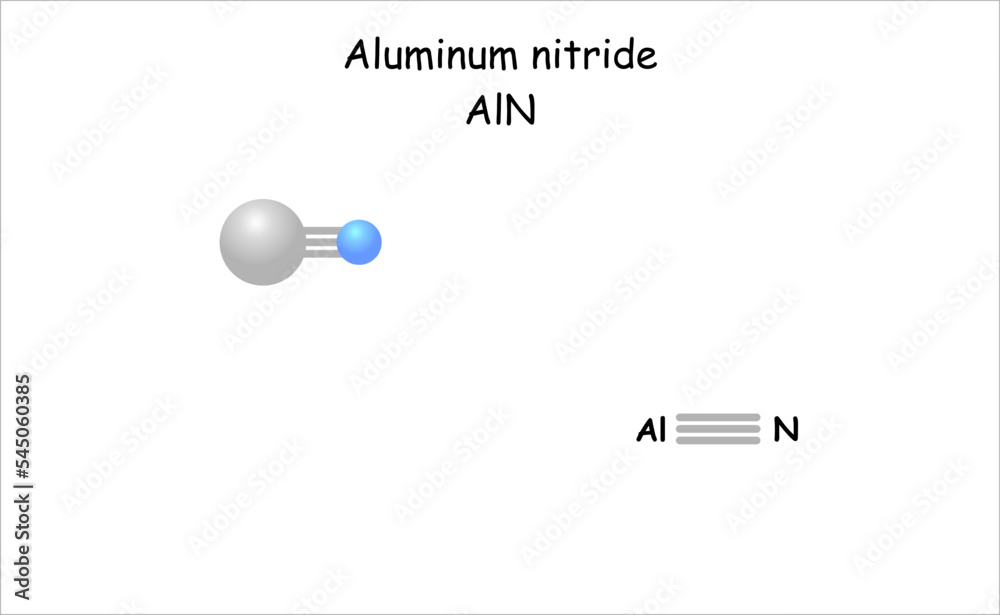 Stylized molecule model/structural formula of aluminum nitride. Stock ...