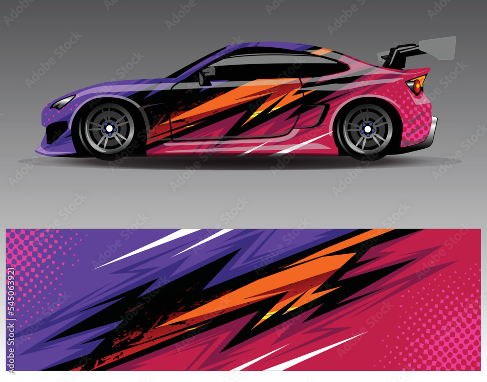 car wrap desing vector. Car livery graphic with abstract racing shape ...