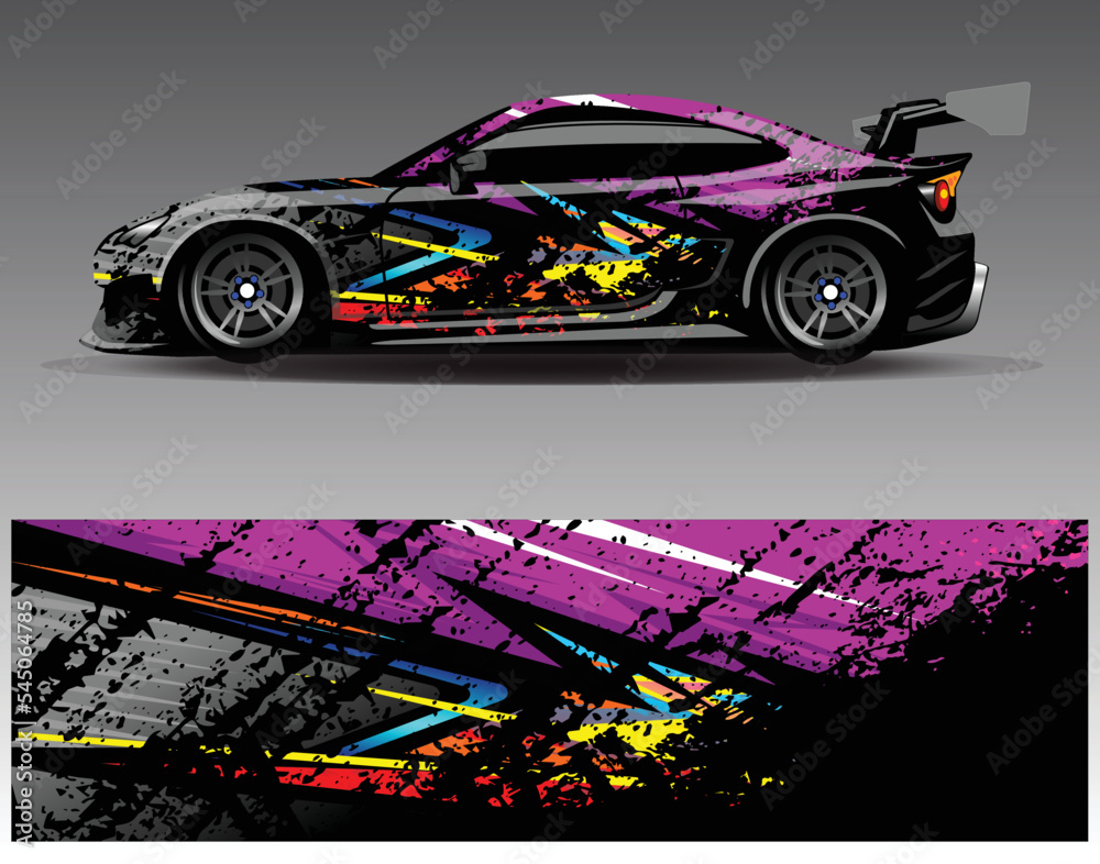 car wrap desing vector. Car livery graphic with abstract racing shape ...