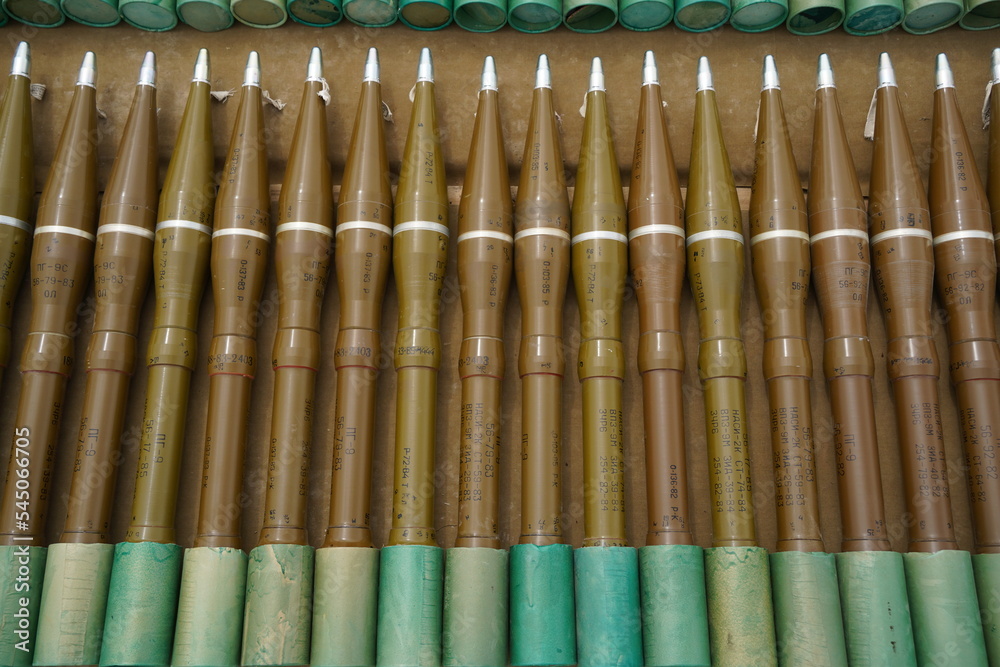 Almaty, Kazakhstan - 04.14.2022 : Grenades for a hand grenade launcher ...
