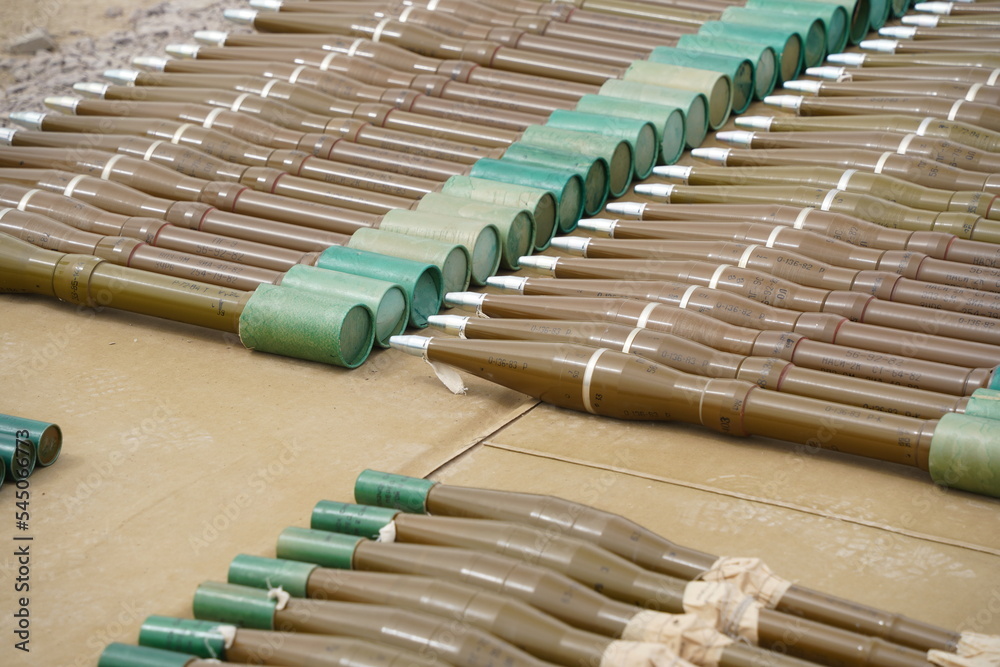 Almaty, Kazakhstan - 04.14.2022 : Grenades for a hand grenade launcher ...