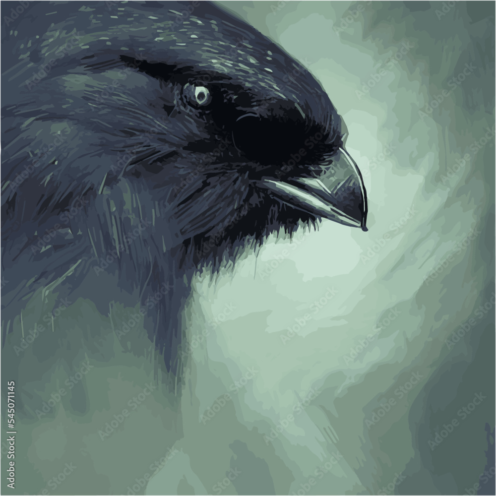 portrait Mystical Dire Bird Crow, Symbol of Gothic, Halloween, fear, by ...