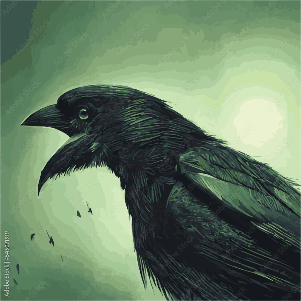 portrait Mystical Dire Bird Crow, Symbol of Gothic, Halloween, fear, by ...