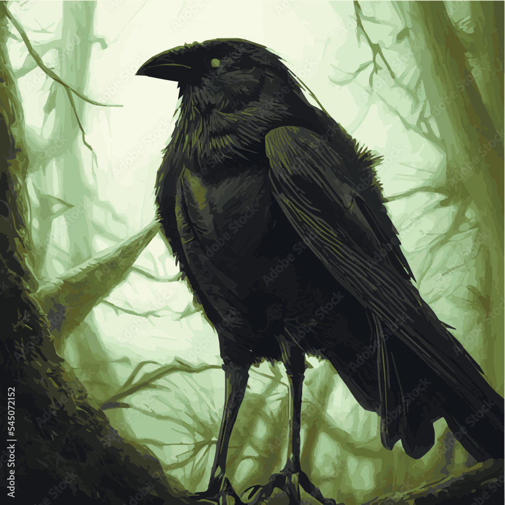 portrait Mystical Dire Bird Crow, Symbol of Gothic, Halloween, fear, by ...