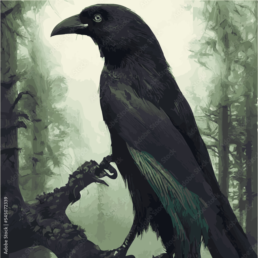 portrait Mystical Dire Bird Crow, Symbol of Gothic, Halloween, fear, by ...