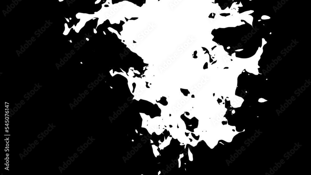 Abstract ink splatter transition in black and white seamless loop ...