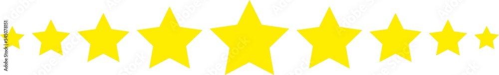 Yellow filled stars in a row, different sizes. Isolated png ...