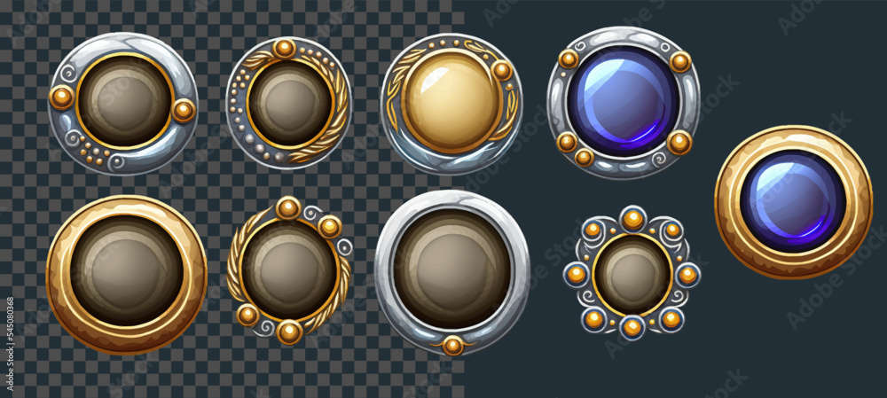 Round frames of various colors and materials vector illustration Stock ...
