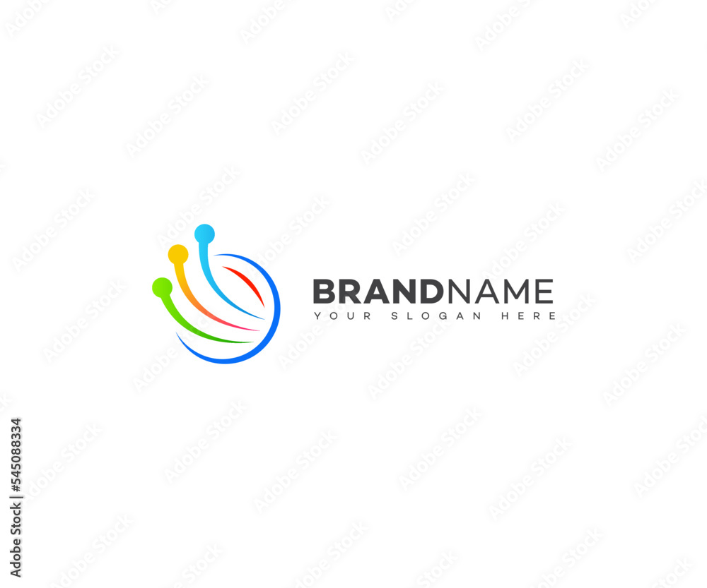 broadband logo fiber optic cable rotates around the planet earth, logo ...