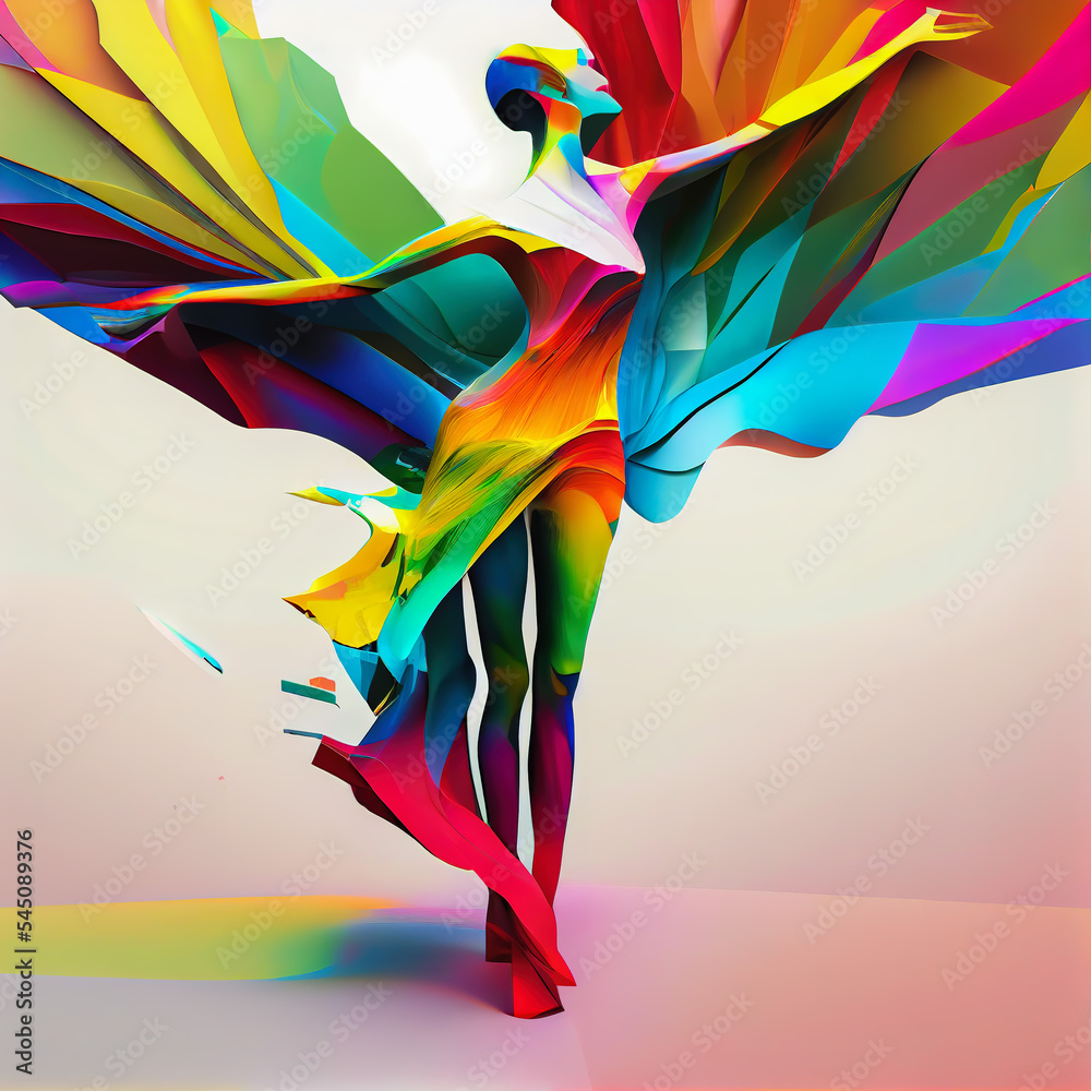 geometric shapes of a woman body made up of spectrum colors generative ...