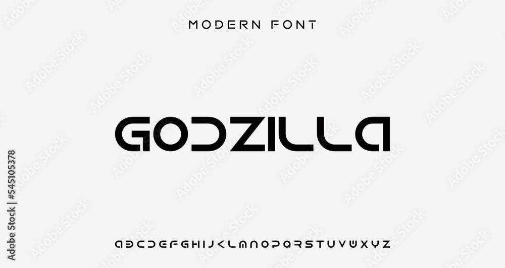 Vektorová grafika „GODZILLA Tech alphabet letters font. Minimal ...