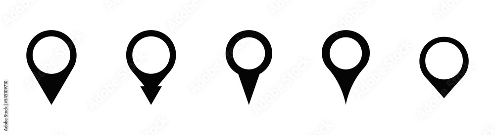 Pointer Map Vector Isolated Collection Of Solid Map Pointers Gps Location Symbol Black