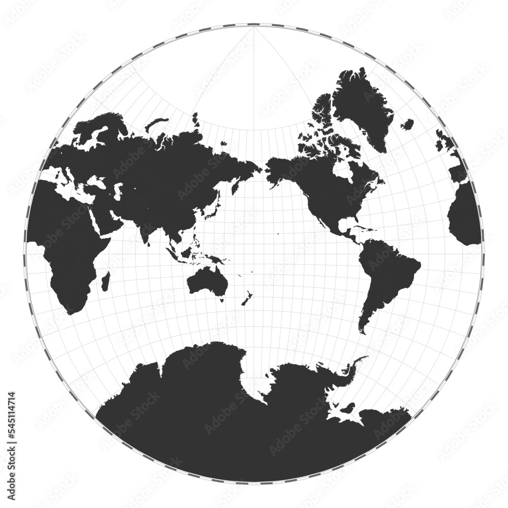 Vector world map. Lagrange conformal projection. Plan world ...