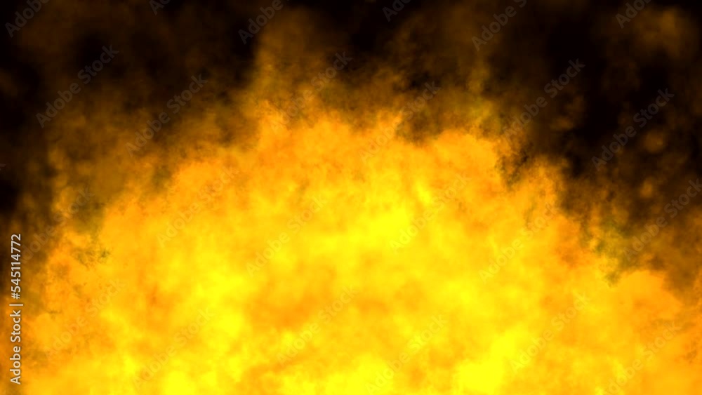 Orange fire burning illustration on dark background. Seamless 4K ...