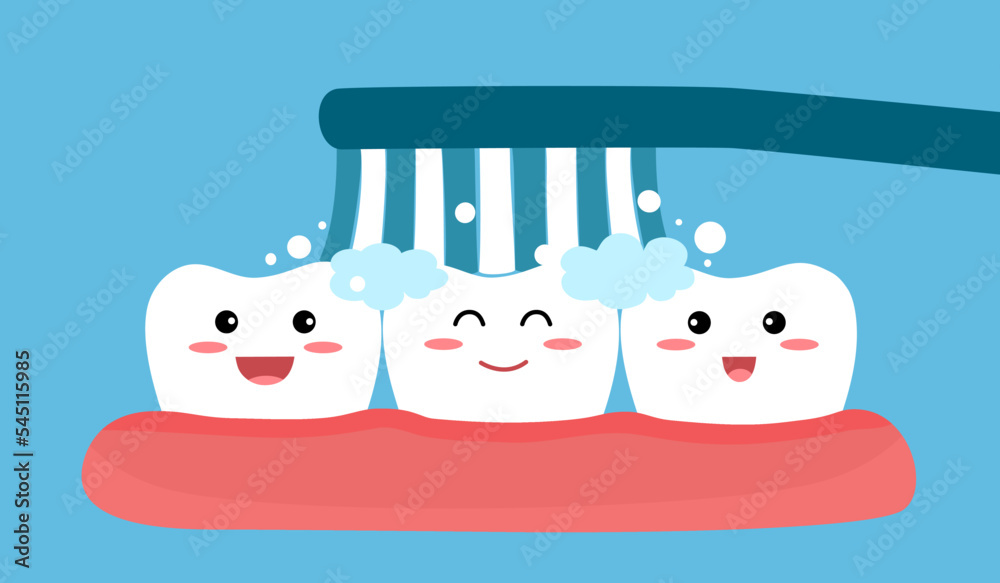Clean your teeth everyday with toothbrush and toothpaste in flat design ...