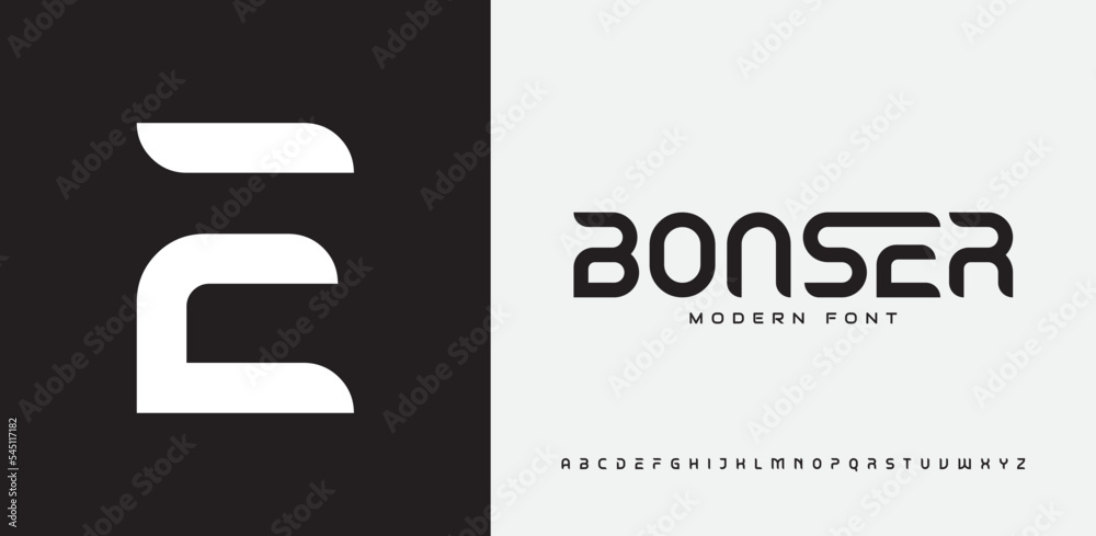 Tech font typography alphabet letters. Future logo typo. Minimal urban ...