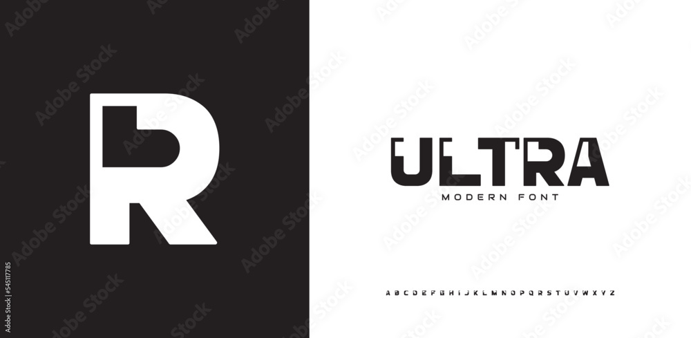 Tech font typography alphabet letters. Future logo typo. Minimal urban ...