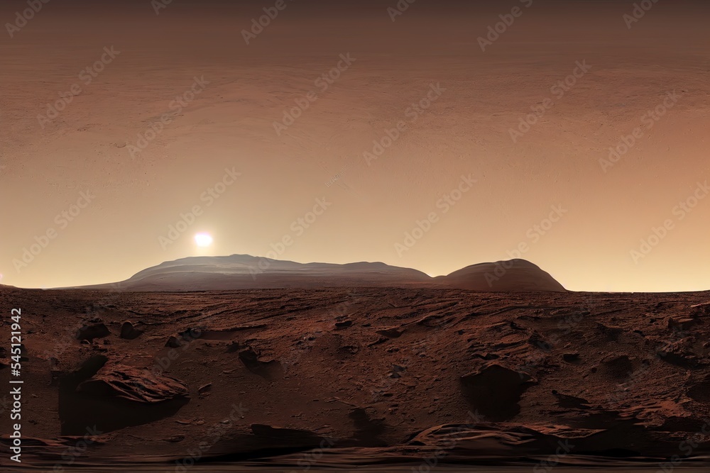 Panorama of Mars sunset, environment HDRI map. Equirectangular ...