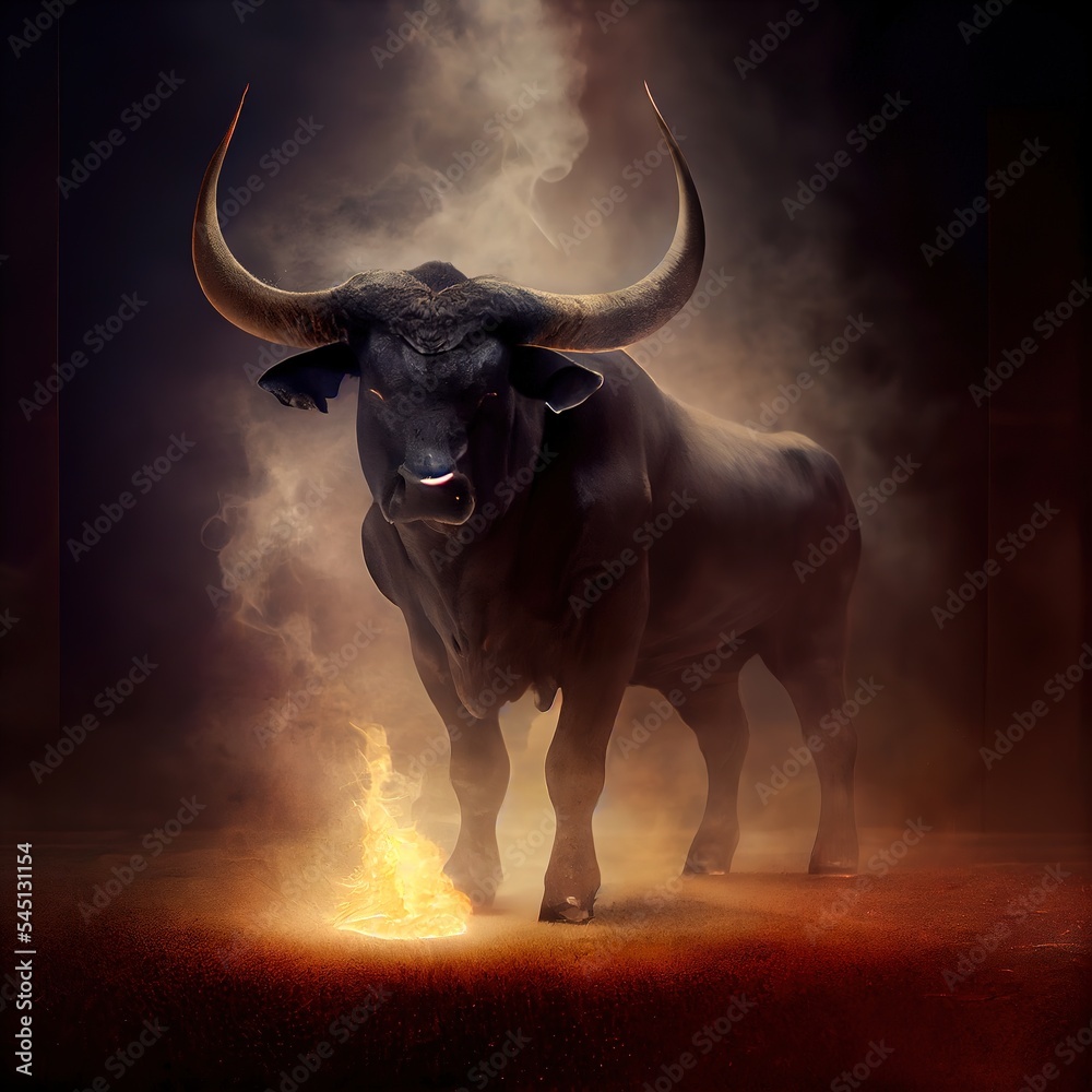 Gorgeous photorealistic black bull, Ai generated illustration Stock ...