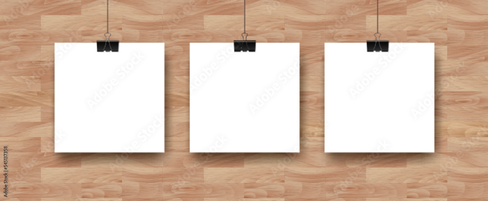 Vector Mockup with three empty white square sheet of paper, posters on ...