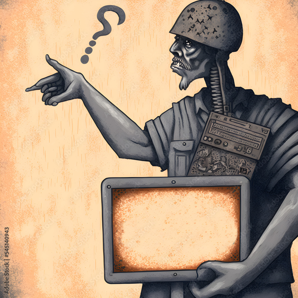 Questioning illustration, dystopian Symbol, old, Soldier, template ...