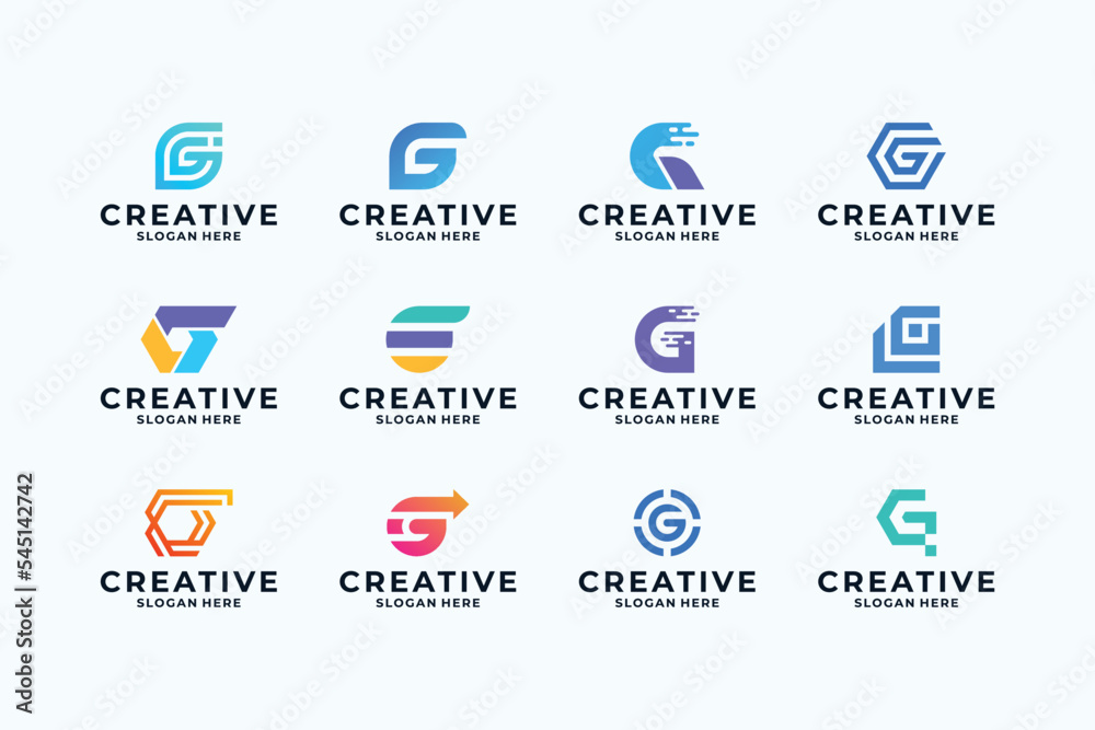 Collection of creative letter G logo design. Abstract symbol logo ...