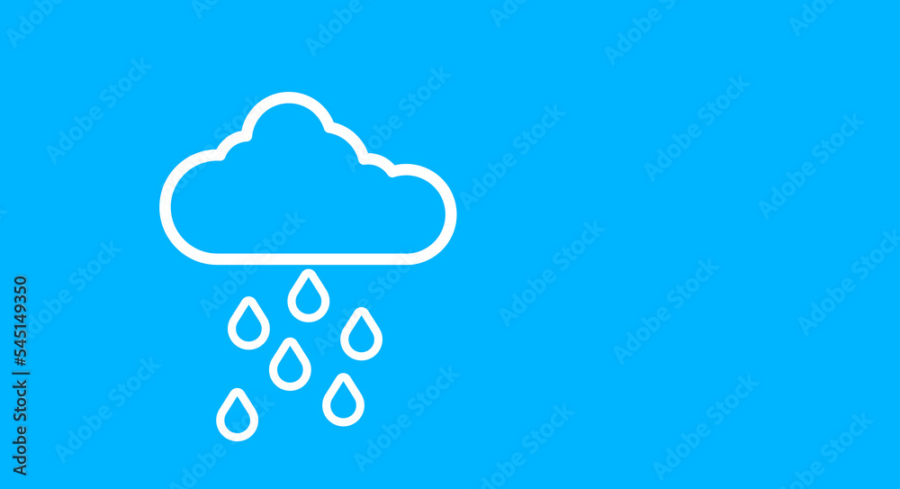 Illustrated cloud with drops and outline Stock Illustration | Adobe Stock