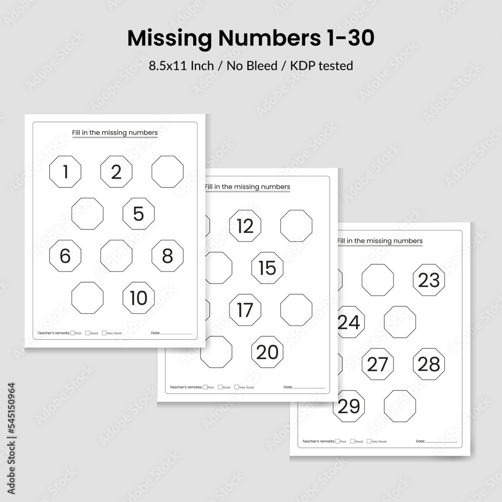Vetor de Write the missing numbers 1-30.math education game worksheet ...