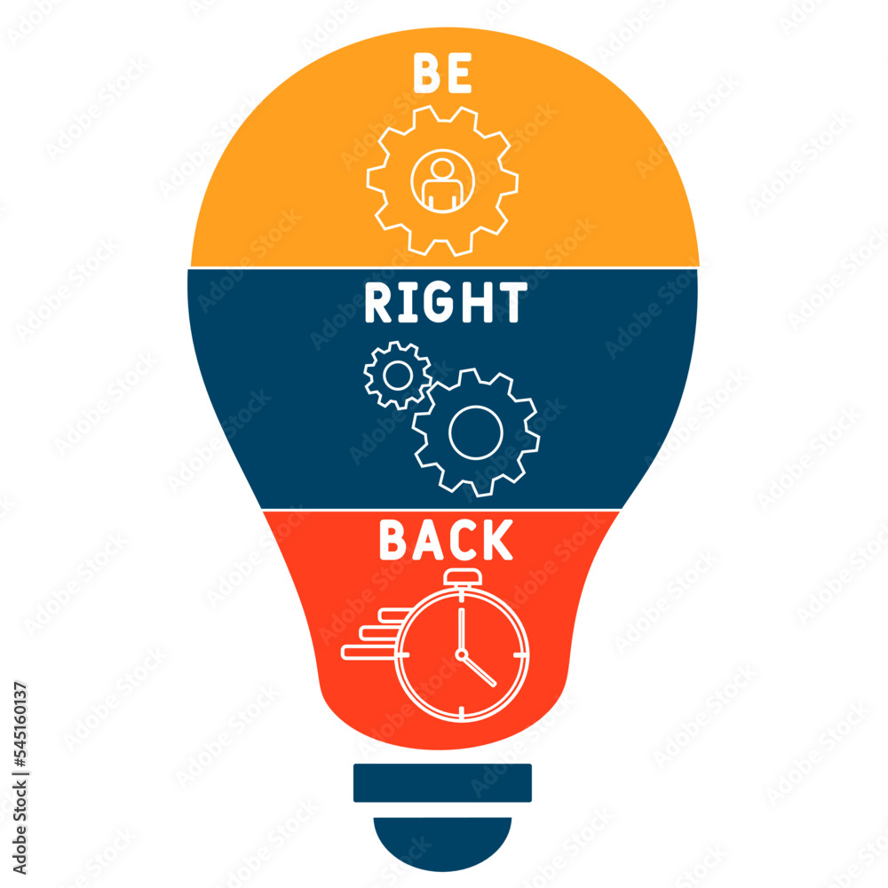 BRB, Be Right Back acronym. business concept background. vector ...