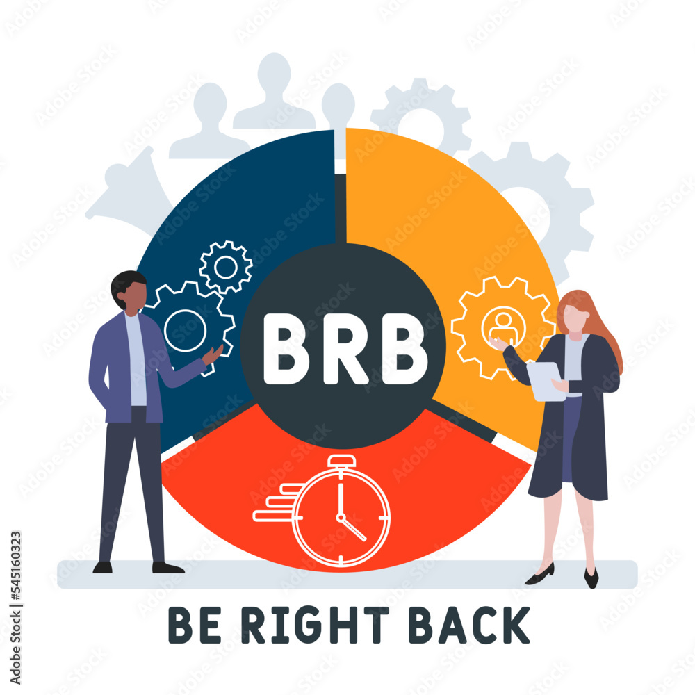 BRB, Be Right Back acronym. business concept background. vector ...