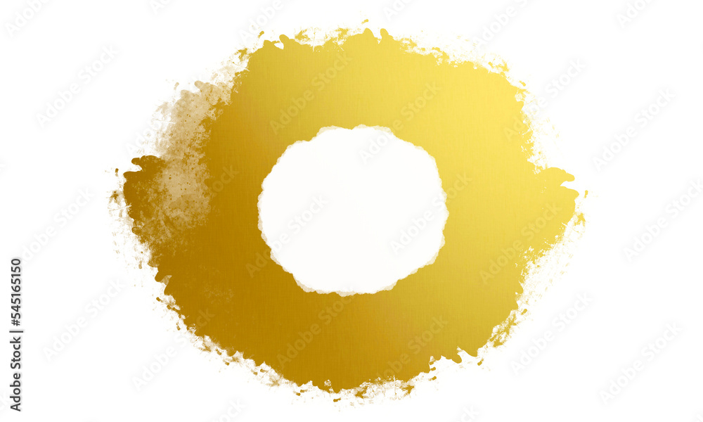 Circular frame, gold torn paper with golden texture, metallic piece of ...