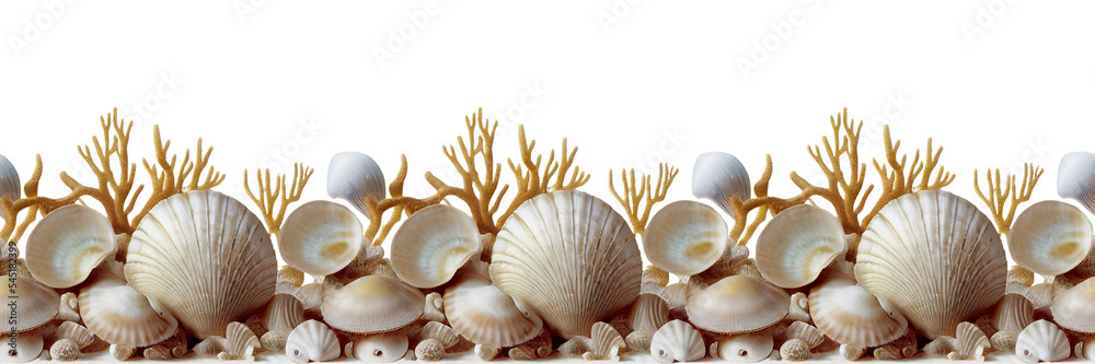 Seamless marine border with isolated underwater object. Isolated ...