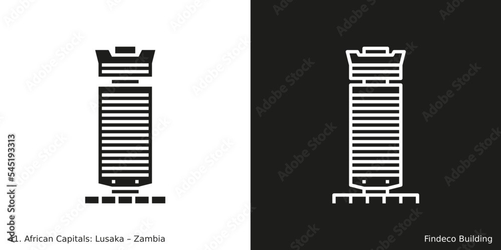 Findeco Building Icon. Landmark building of Lusaka, the capital city of ...