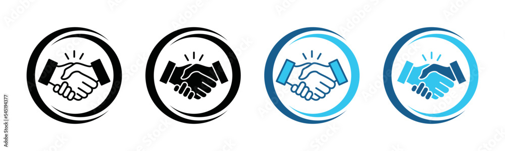 Business agreement handshake icon in different style.. Handshake inside ...