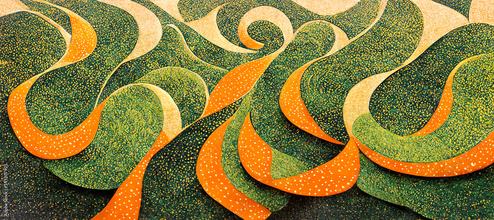 Abstract Pointillism. Colorful art shapes with distinct dots of color ...