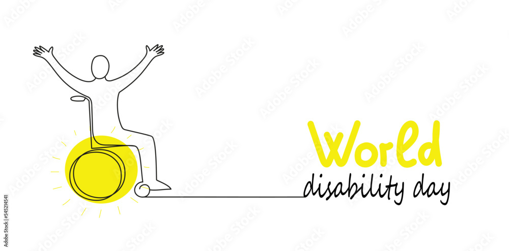Person in wheelchair. World Disability day vector doodle banner ...