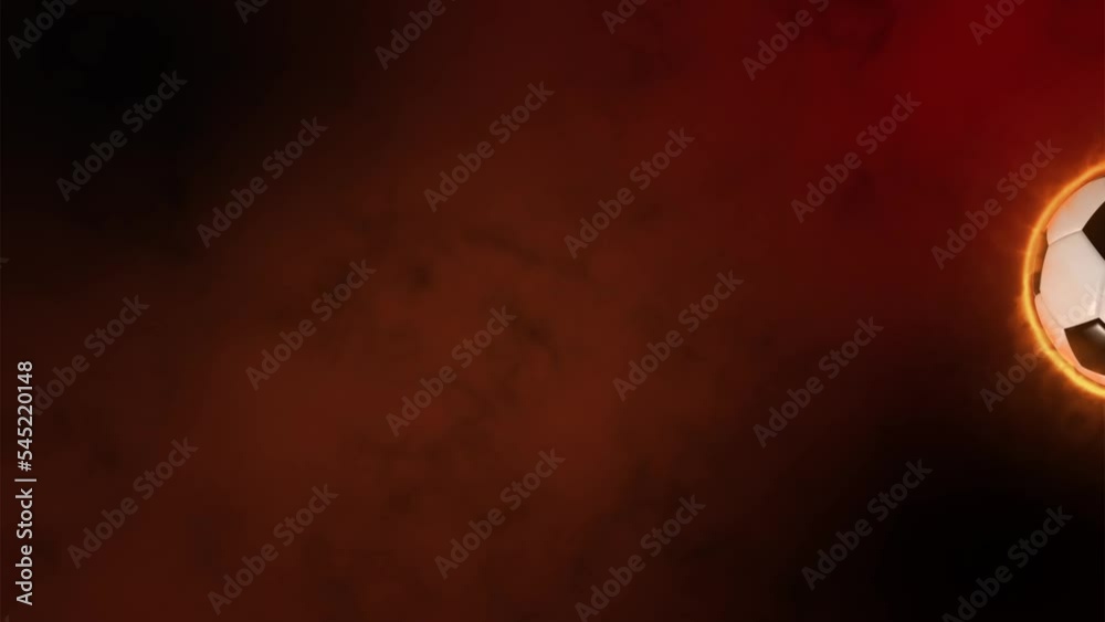Rotating football in burning fire flames on green screen background ...