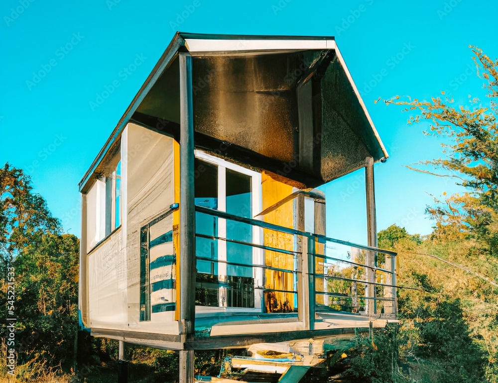 Ai generated digital art of a house in a forest with trees Stock ...