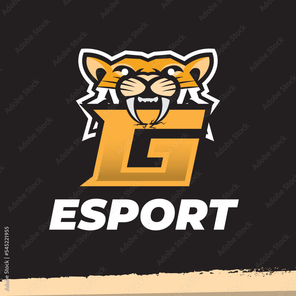 Tiger mascot sport logo, letter G logo design, Tiger animal mascot head ...