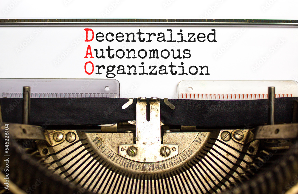 DAO decentralized autonomous organization symbol. Concept words DAO ...