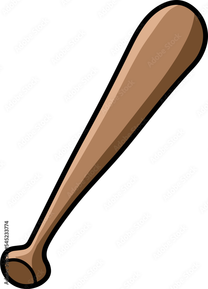 Cartoon-style baseball bat isolated on a vertical white background ...