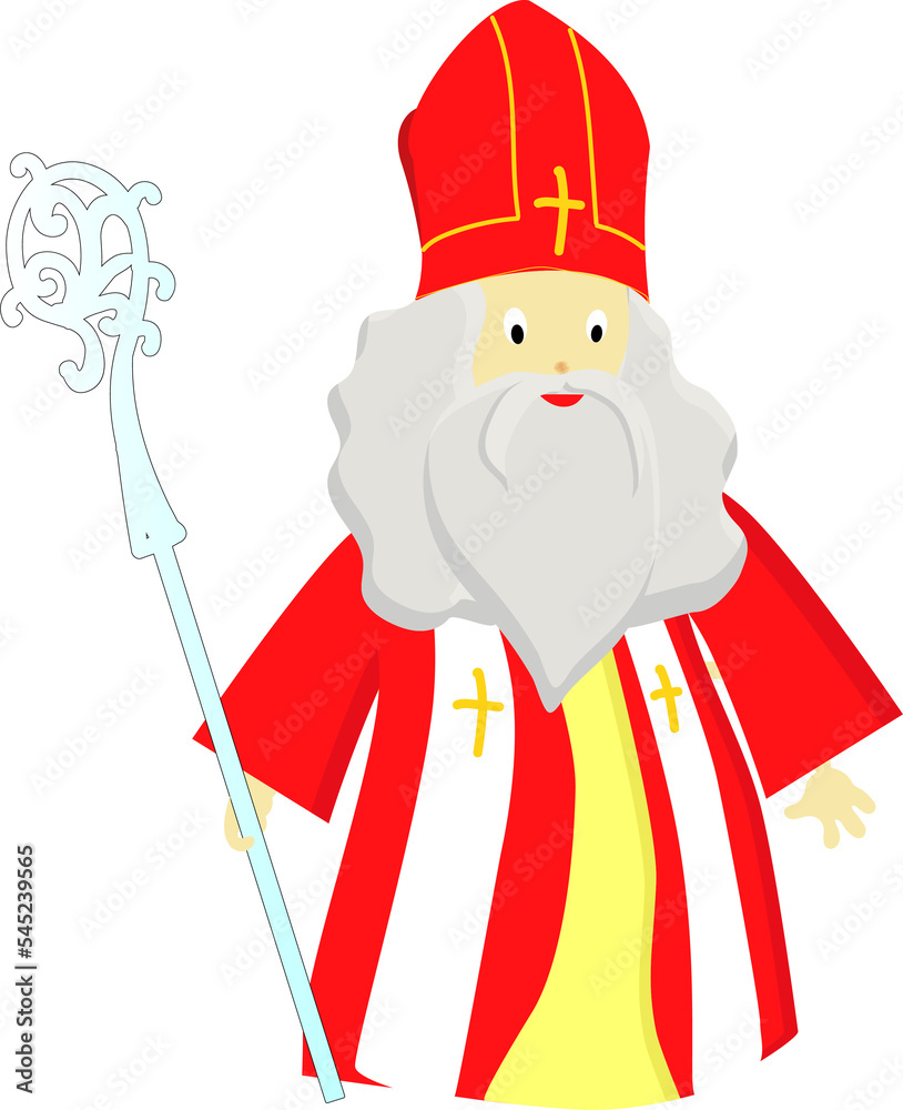 Saint Nicholas character. Saint Nicholas day old man in red clothes ...