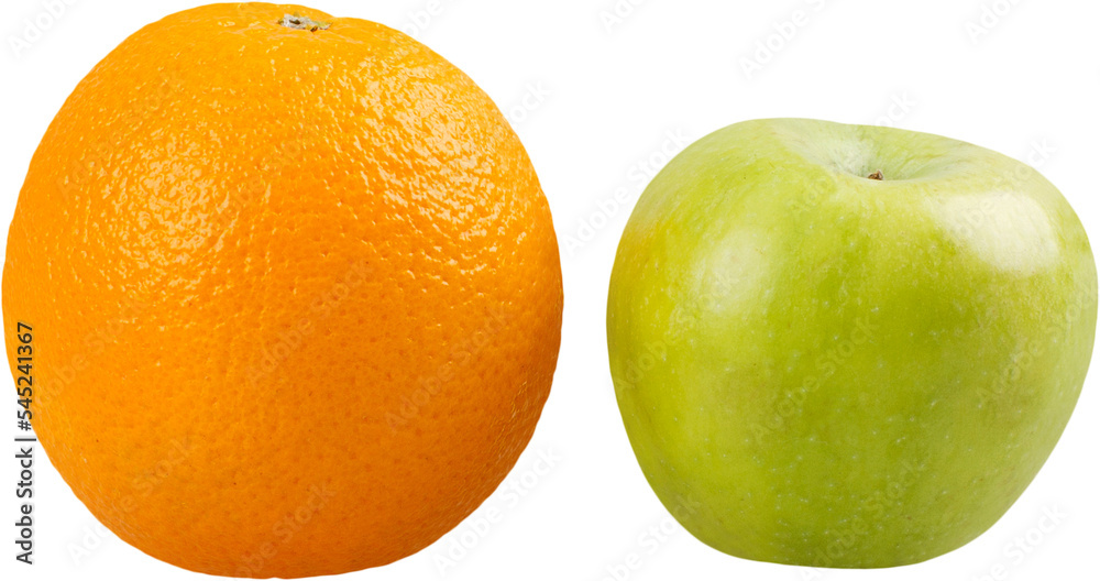 Differences orange and apple fruit Stock Photo | Adobe Stock